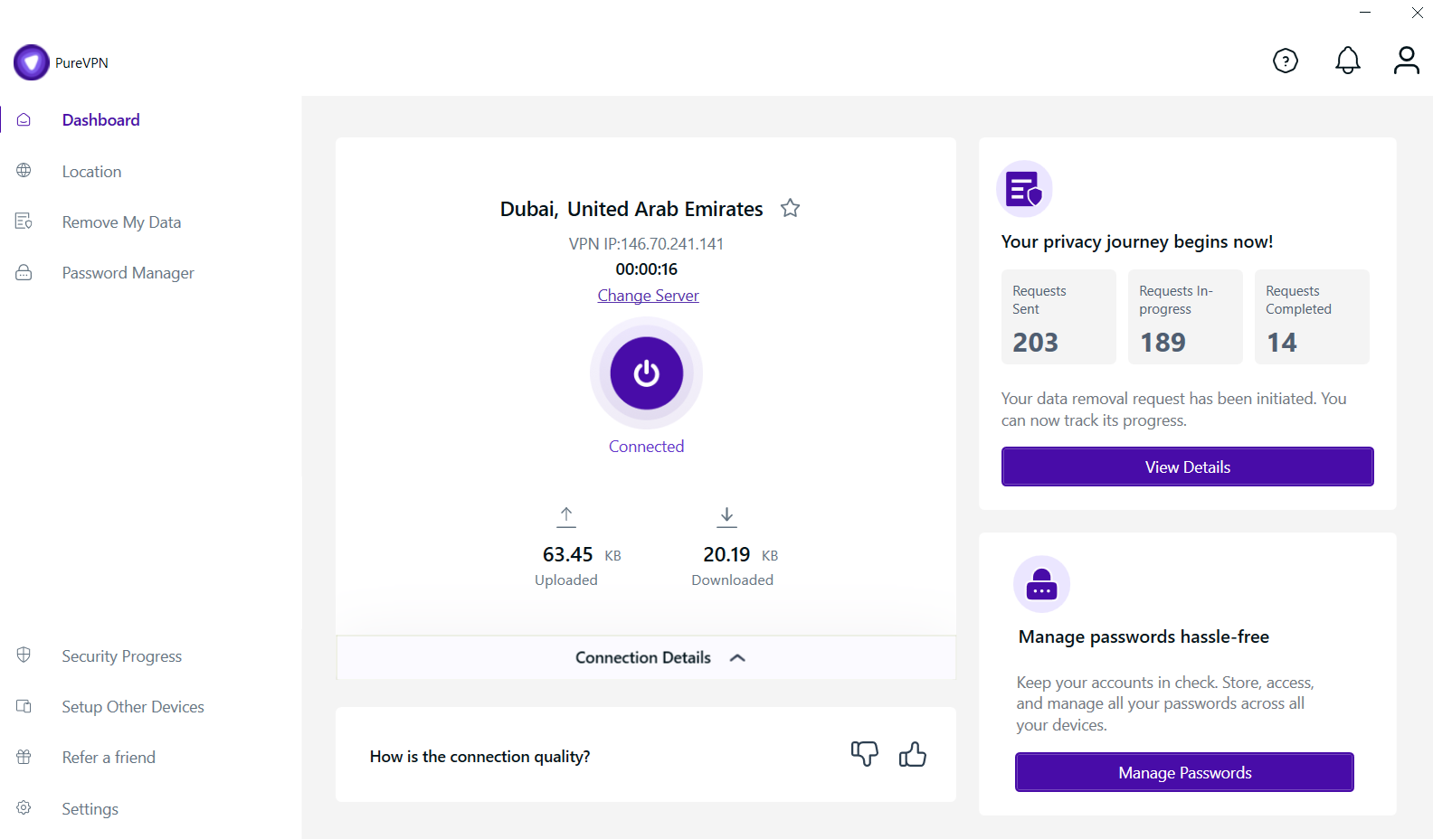 Connect and Manage Locations - PureVPN Windows App - PureSquare