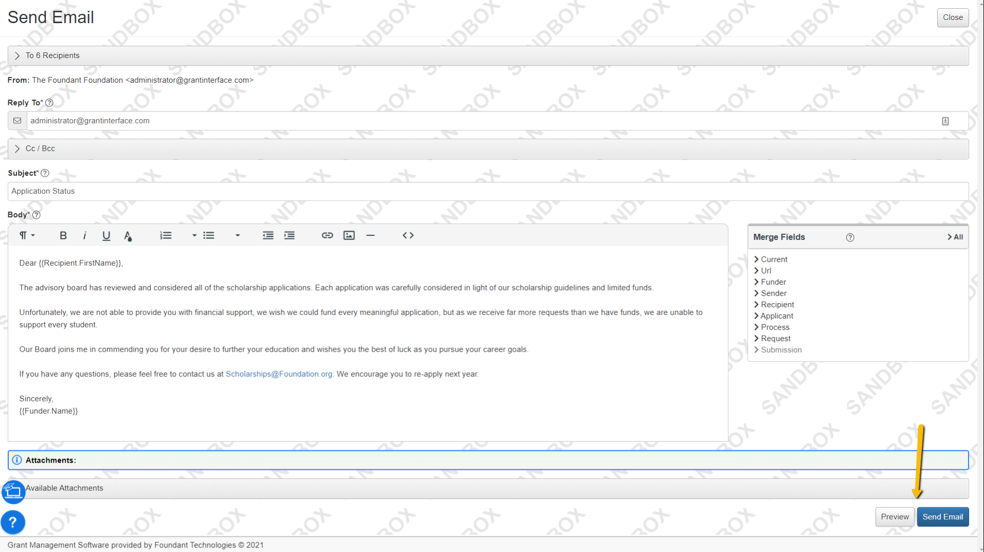 SLM: Send One Denial Email Per Applicant – Foundant Technologies