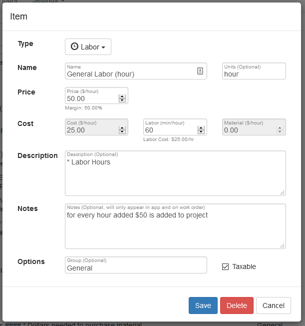 Estimate Rocket — General Labor Hours (hours) - Edit for use