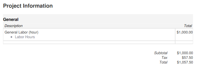 Estimate Rocket — General Labor Hours (hours) - Used in Project