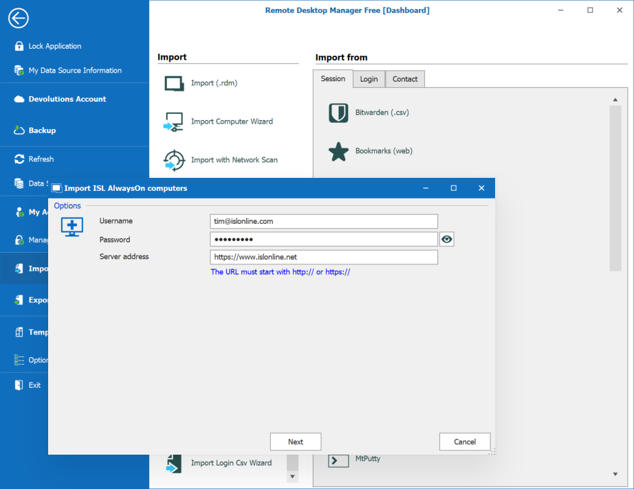 ISL Online — Integration with Remote Desktop Manager