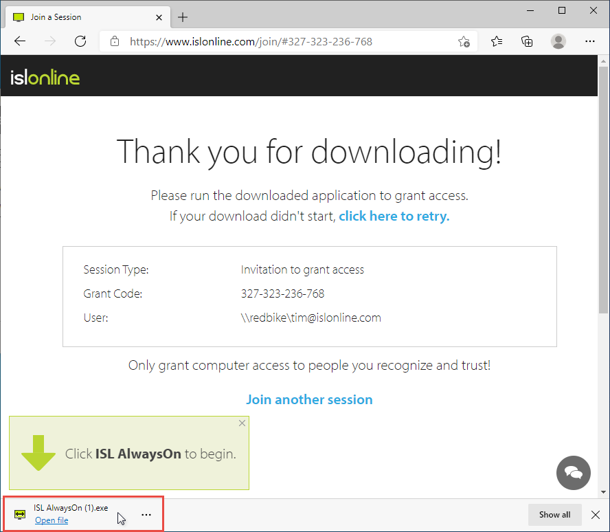 ISL Online — Set Unattended Access via Code