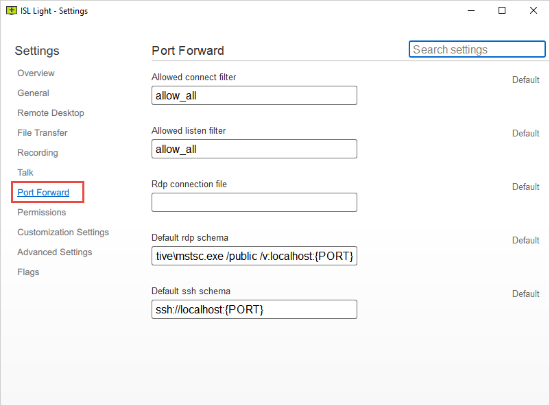 ISL Online — Port Forward