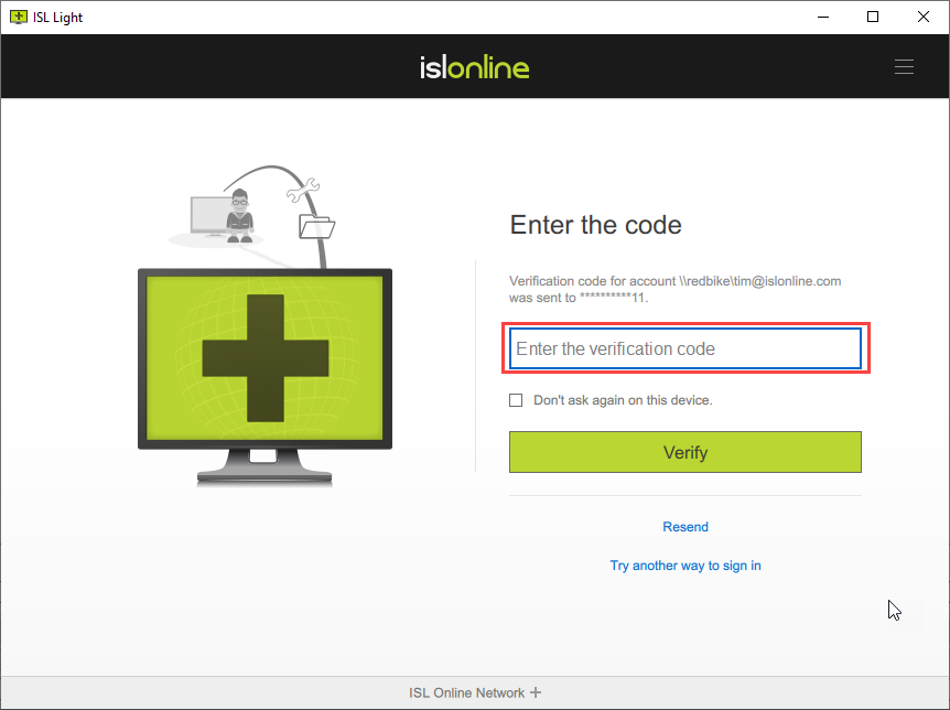 ISL Online — Log In with 2FA