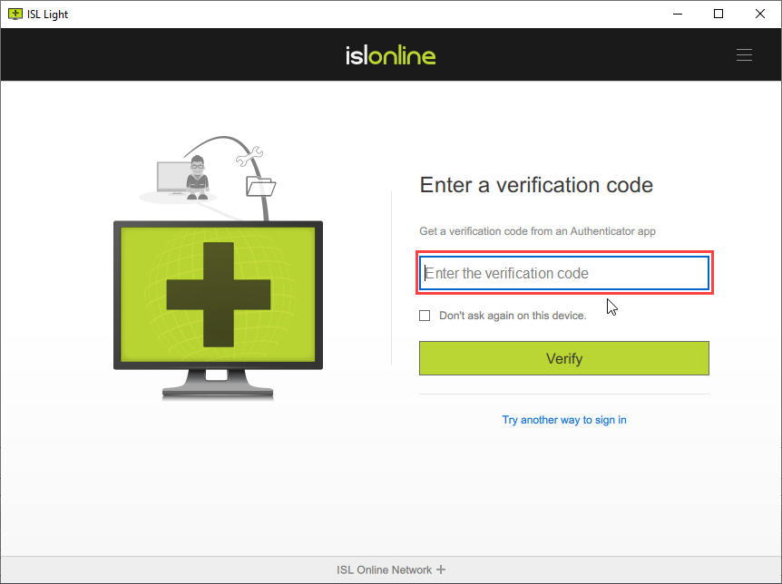 ISL Online — Log In with 2FA
