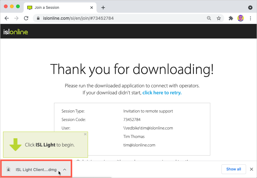 ISL Online — Join via Website