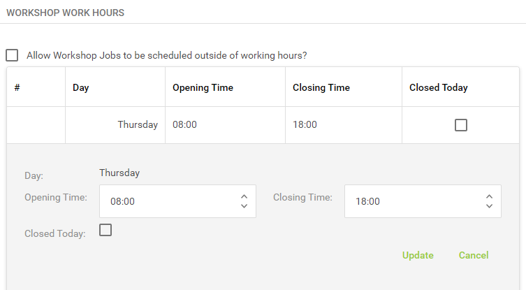 Workshop Module // How do I set my Workshop working hours? - Citrus Lime