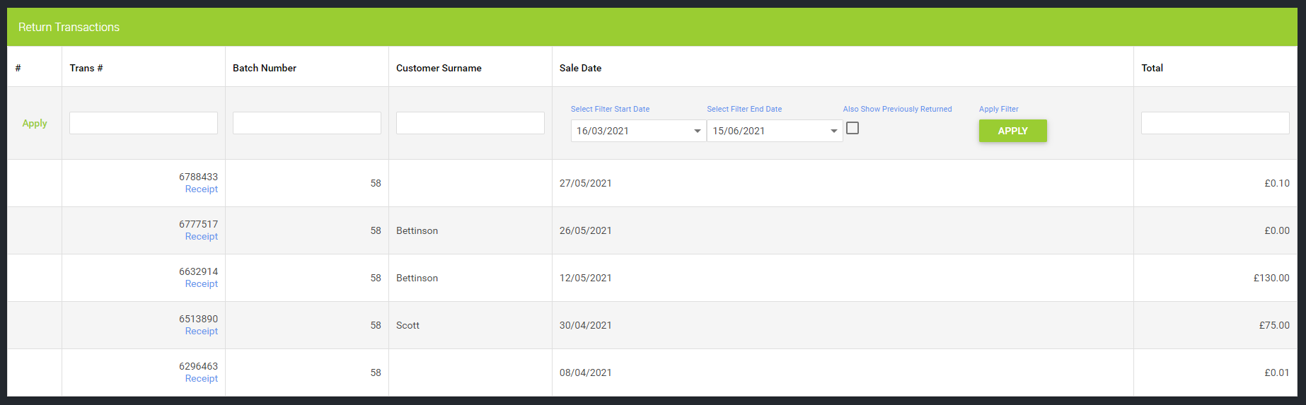 How do I return a transaction? - Citrus Lime