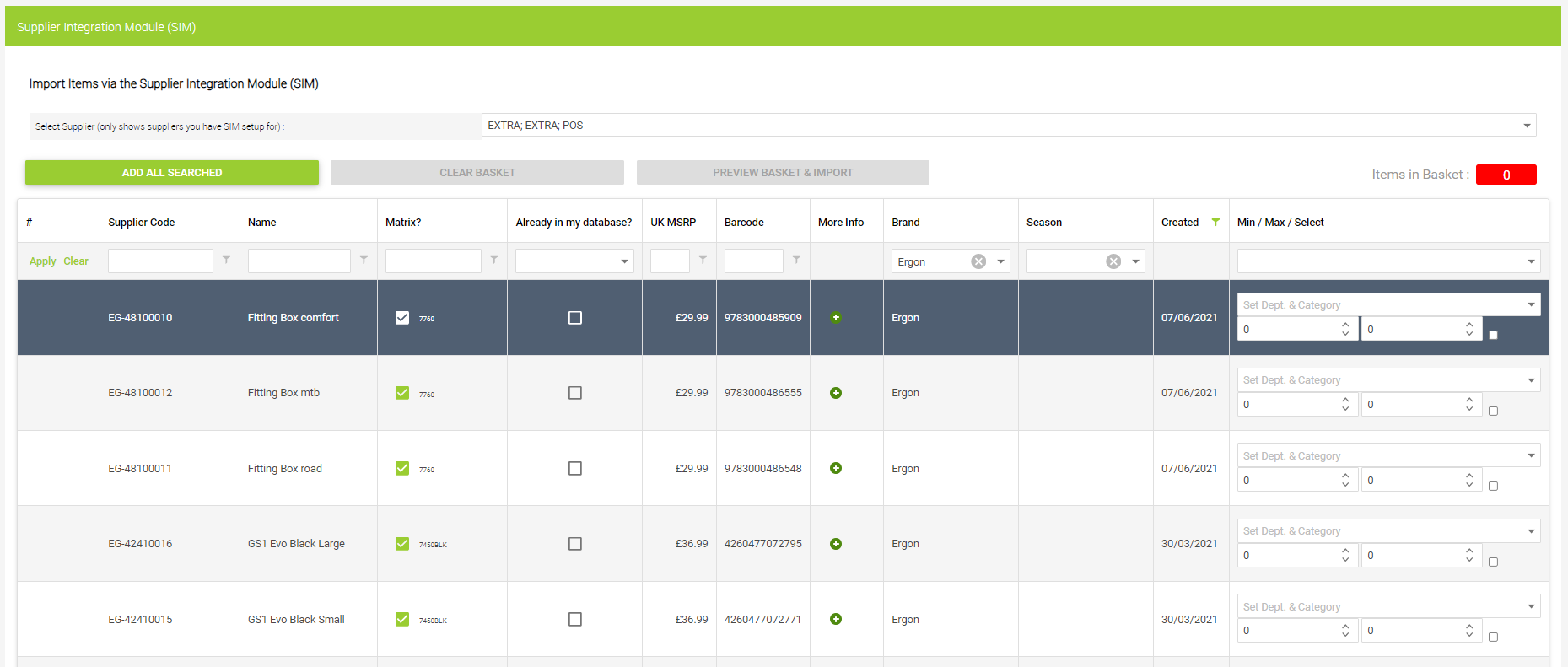 How do I import items into my database using SIM? - Citrus Lime