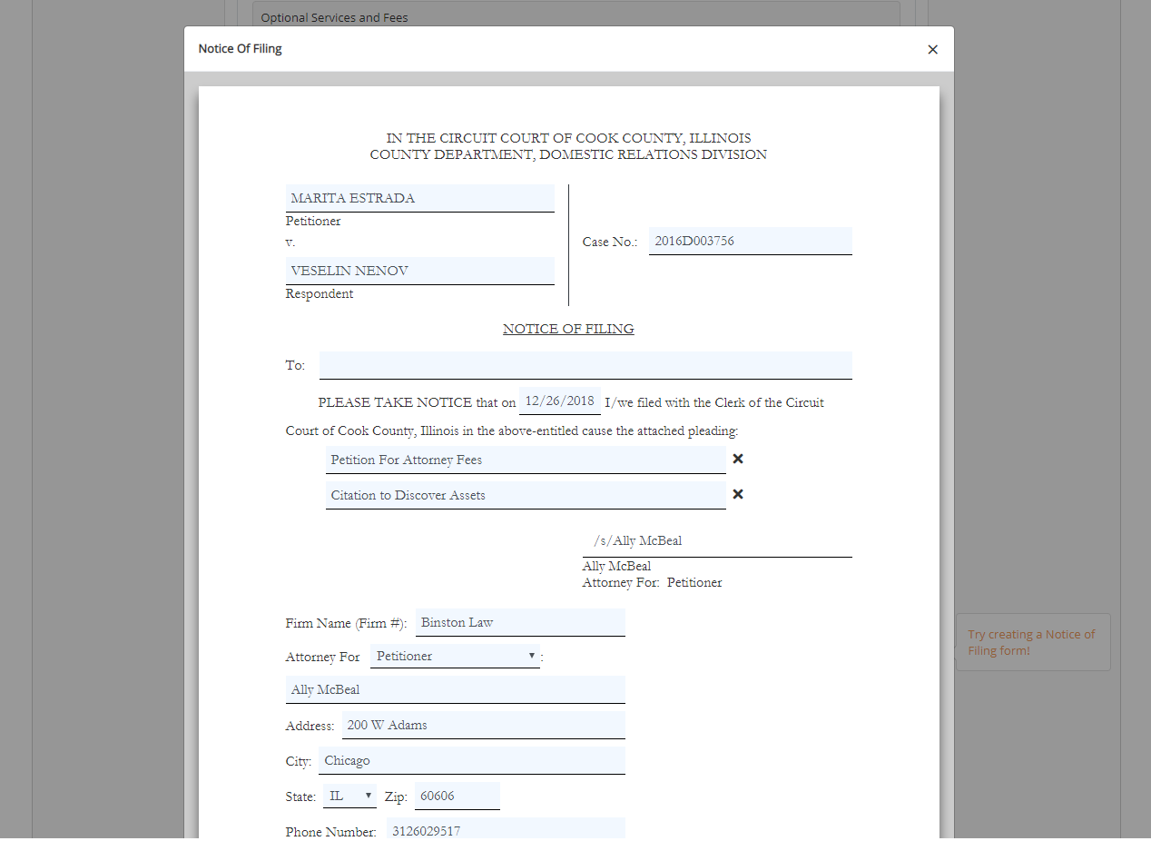 InfoTrack — How do I use automatic Notice of Filing in Illinois?
