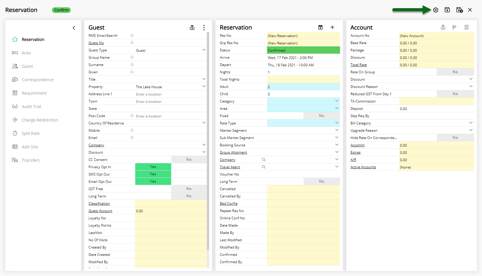 Reservation Screen Display Options — RMS Help Centre