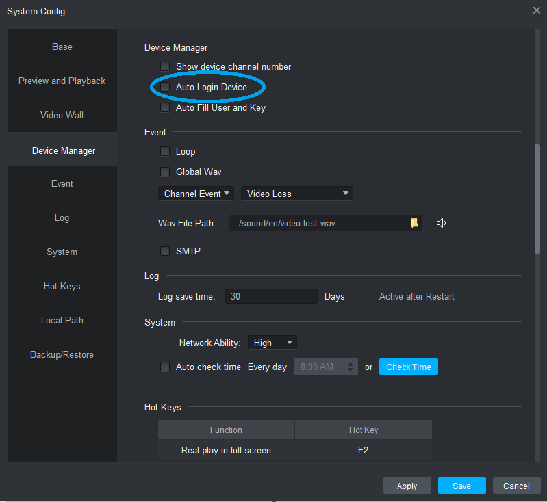 Smart PSS - Auto Login to Devices - Cornick