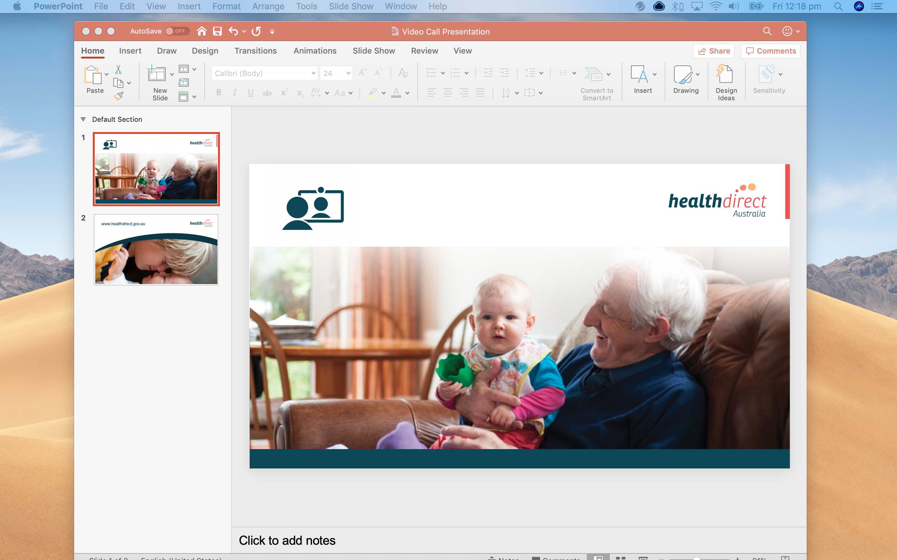Sharing presentation slide-shows - Video Call