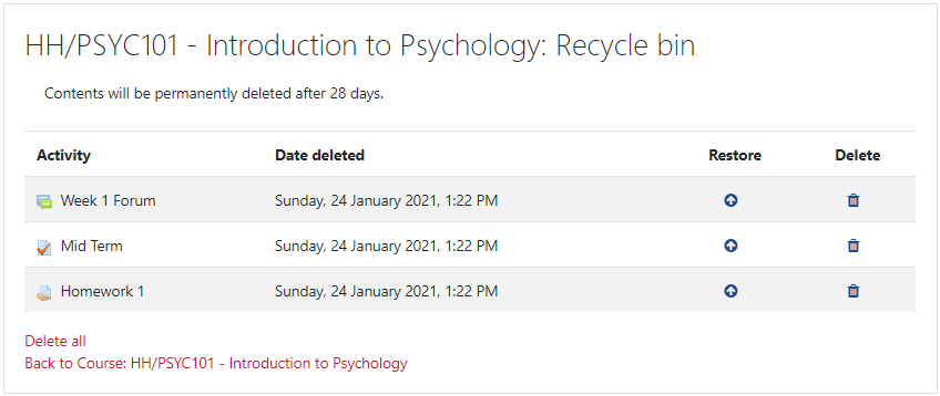 How do I recover a deleted Activity or Resource - Learning Technology ...