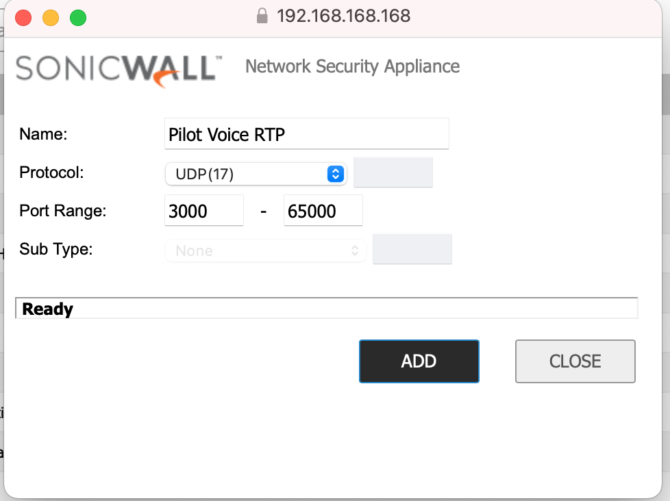 Configure SonicWall for Pilot Voice - Pilot