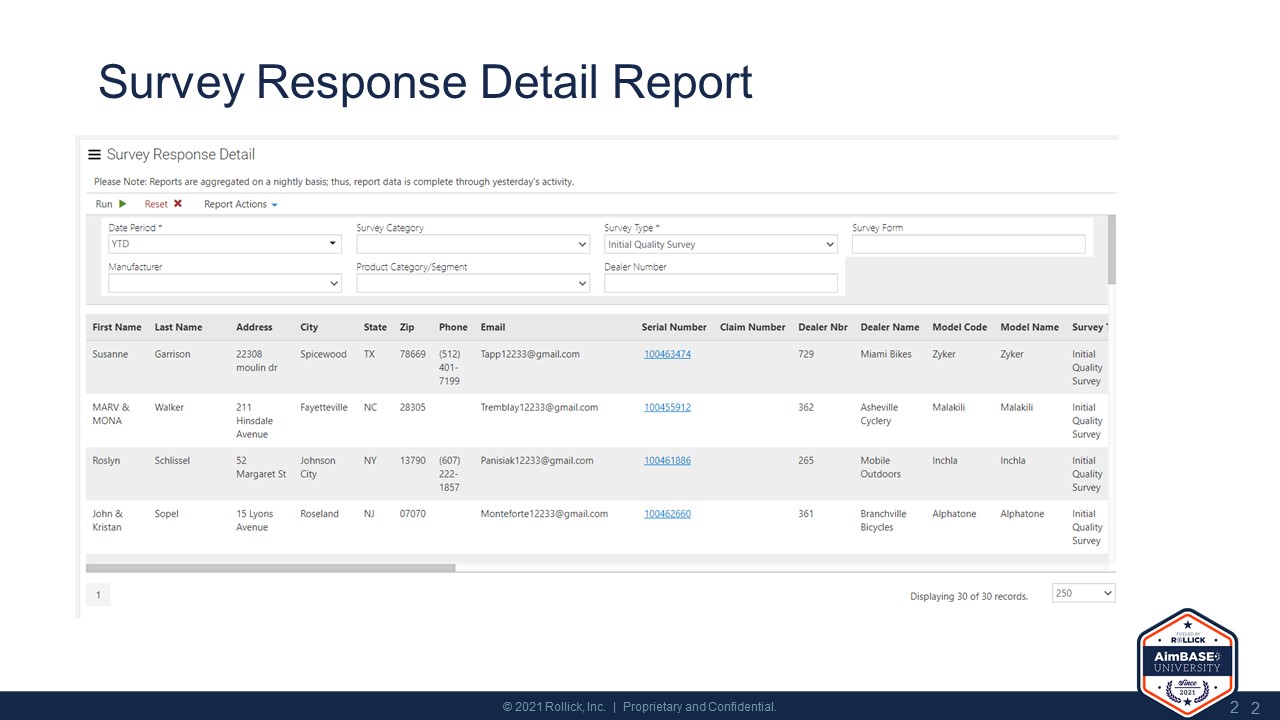 Navigating the Customer Satisfaction Section of Aimbase - Rollick