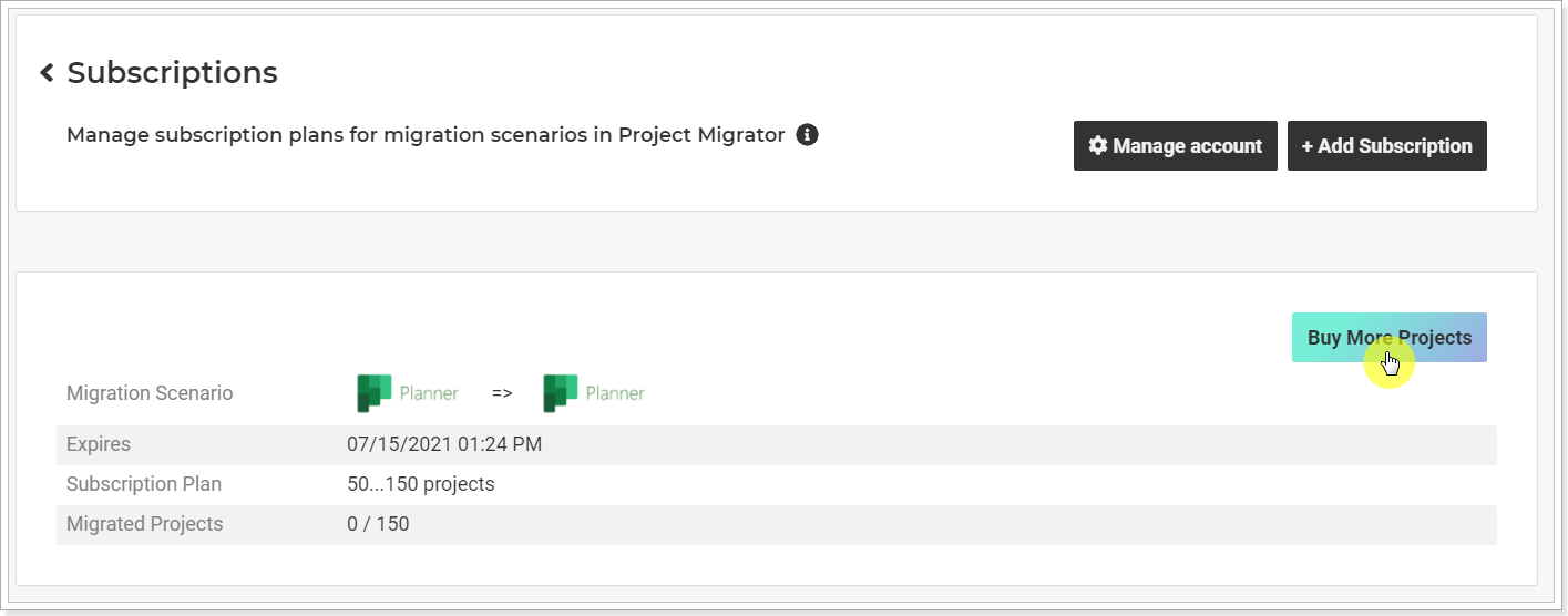 How to upgrade Project Migrator Subscription - FluentPro
