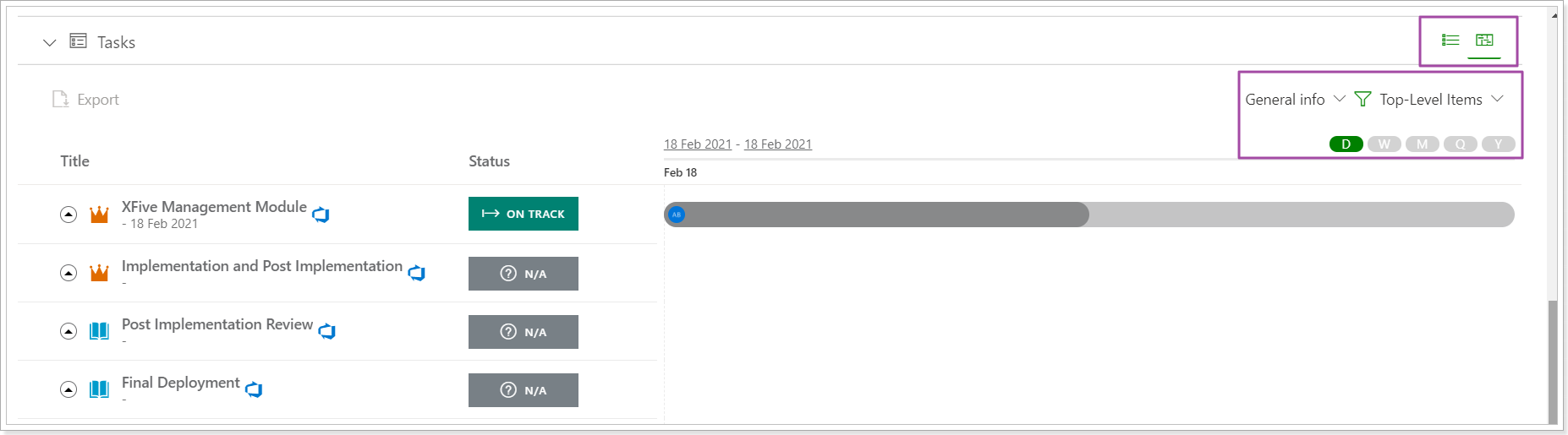Azure DevOps tasks page - PPM Express