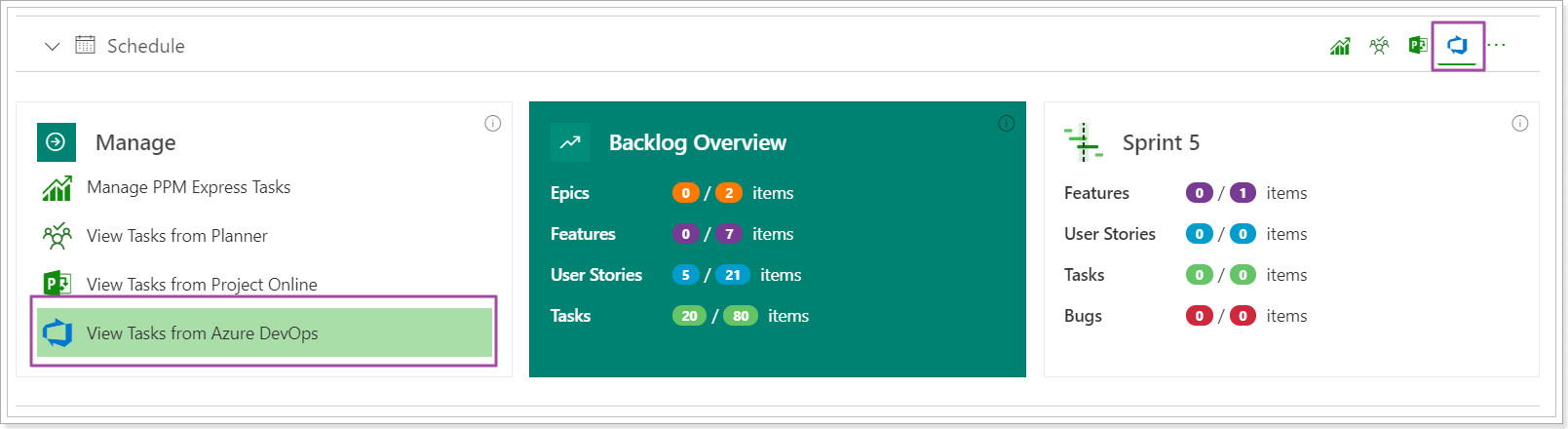 Data synchronized from Azure DevOps to PPM Express - PPM Express