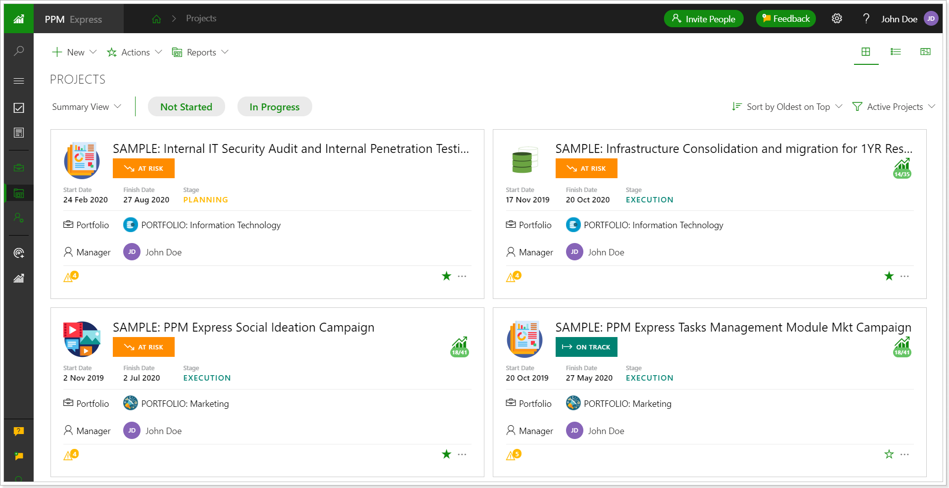Quick start and demo data in PPM Express - PPM Express