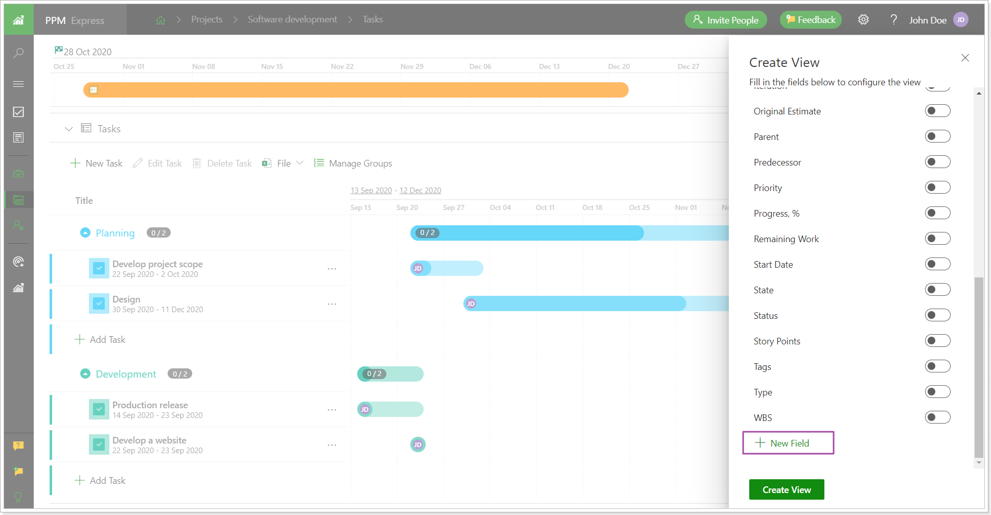 How to create a task level custom field - PPM Express