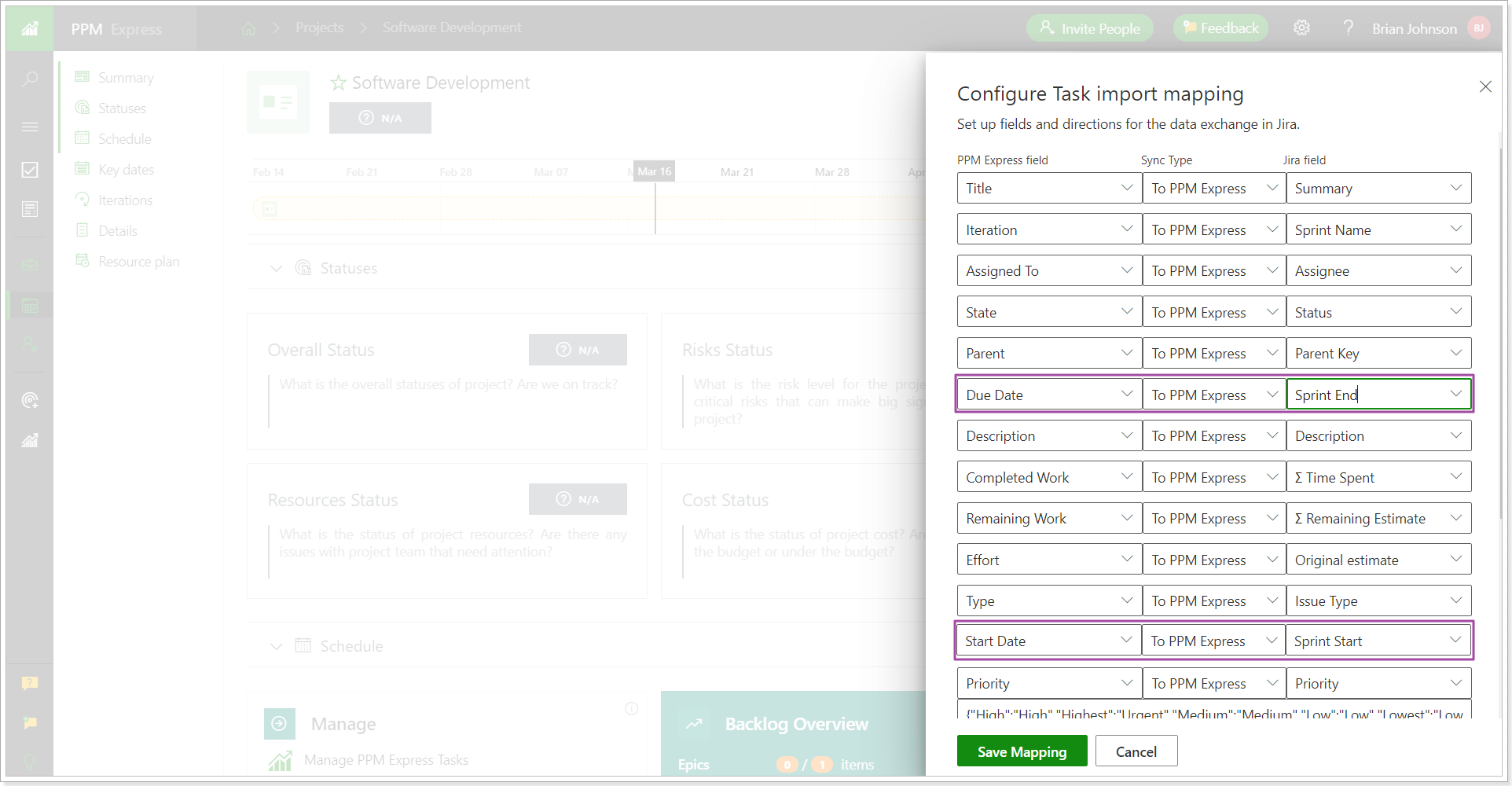 How to set up additional fields mapping between PPM Express and Jira - PPM Express