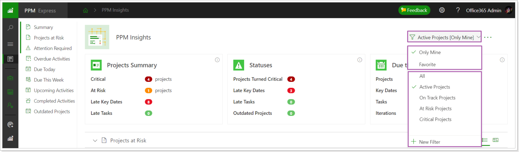 PPM Express Insights page - PPM Express