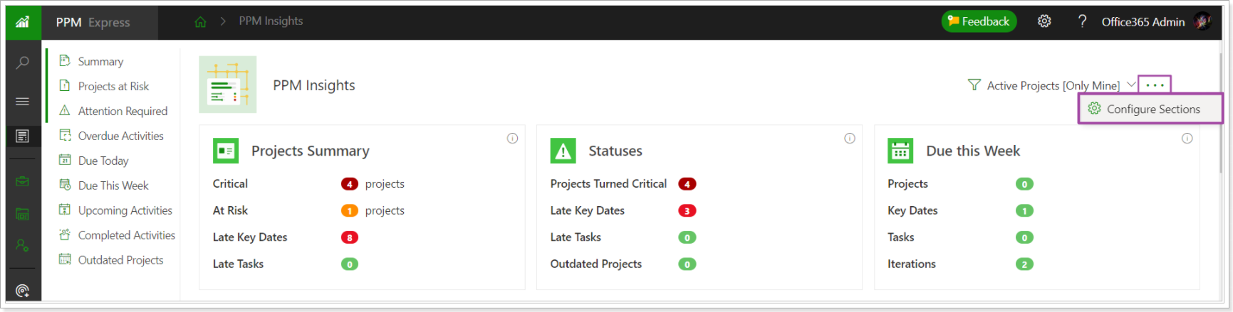 PPM Express Insights page - PPM Express