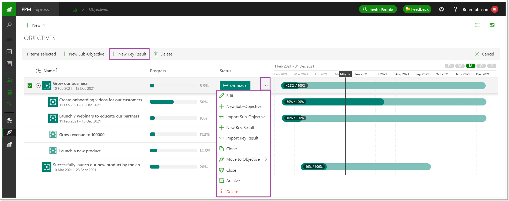 Creating And Managing Objectives And Key Results Ppm Express