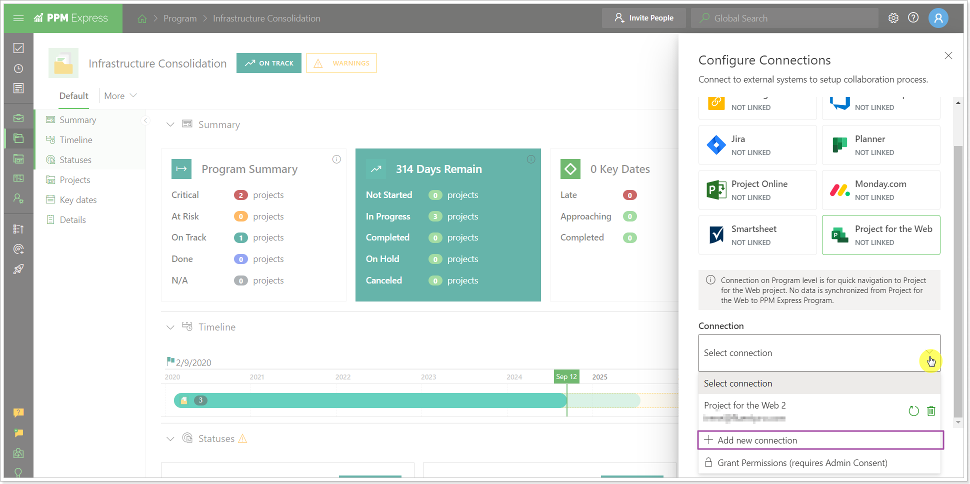How to link Project for the web Project to PPM Express Program - PPM Express