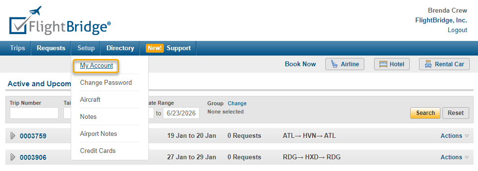 Add Crew Loyalty Information - Operator Users - FlightBridge
