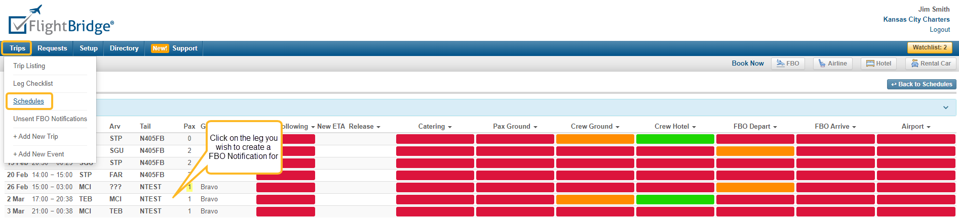 FBO Notifications - Operator Users - FlightBridge