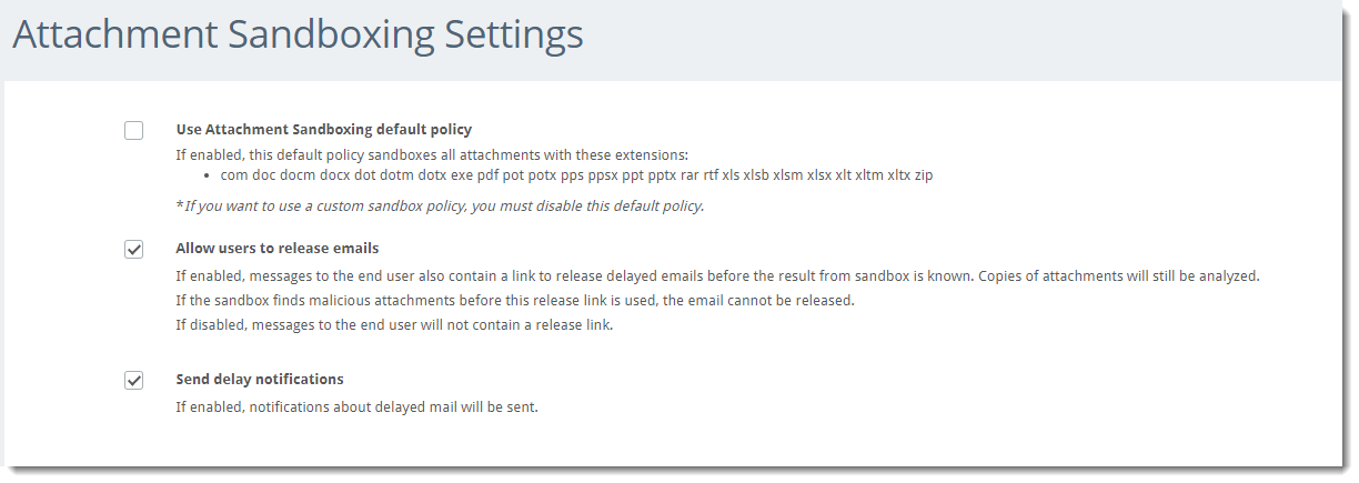 Configure Attachment Sandboxing - VIPRE Security