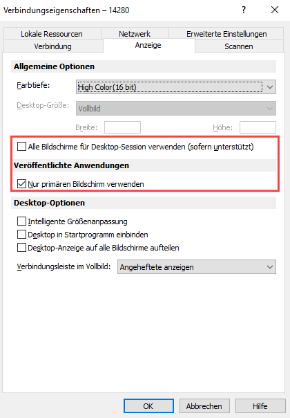 Wie kann ich meinen Cloud Desktop auf nur einem oder mehreren Schirmen ...