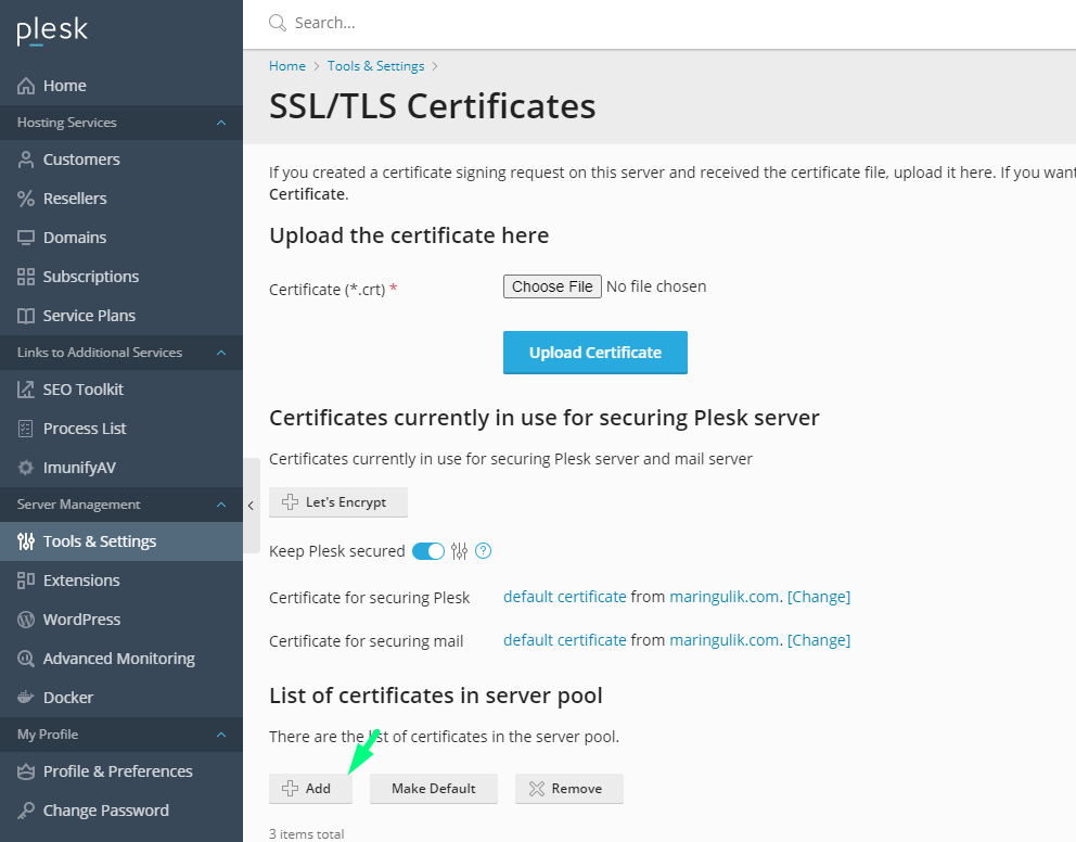Cara Generate CSR pada Plesk Panel - Biznet Gio Nusantara