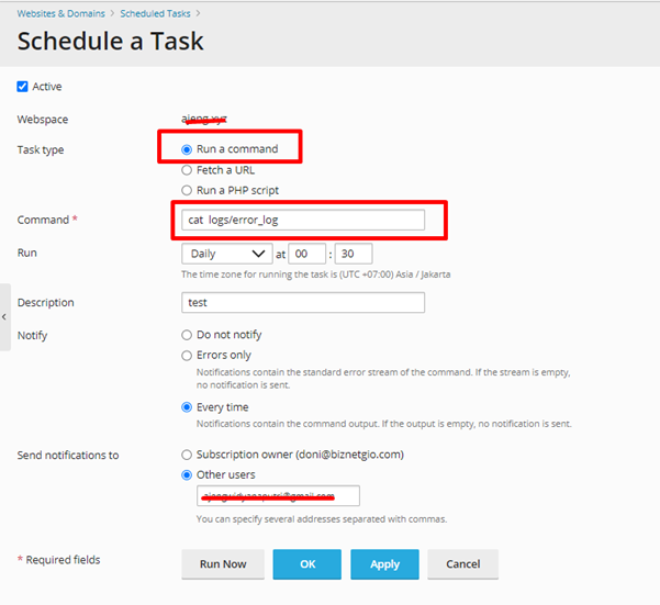Implementasi Schedule Task pada Control Panel Plesk - Biznet Gio Nusantara