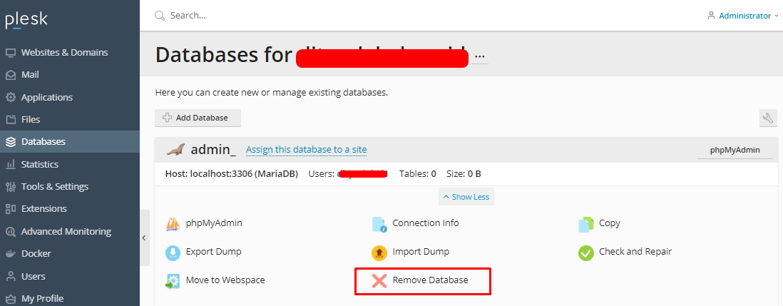 Cara Menghapus Database Pada Plesk Panel - Biznet Gio Nusantara