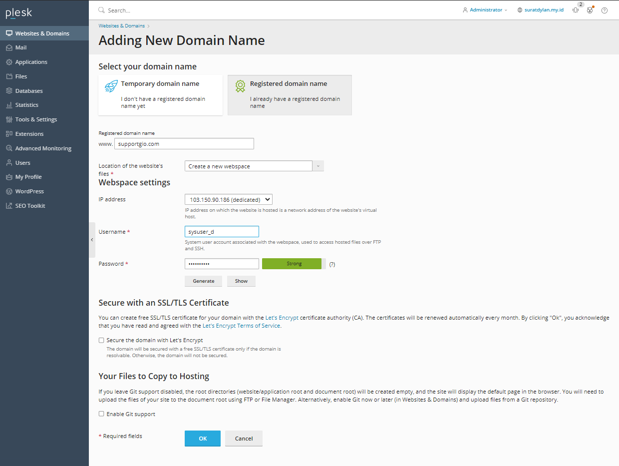 Cara Menambahkan Domain Pada Plesk Panel - Biznet Gio Nusantara