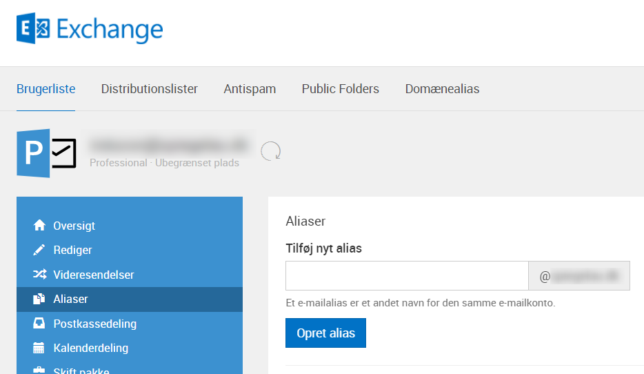 Aliasguide til Hosted Exchange - Scannet