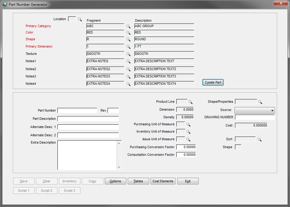 Global Shop Solutions — Generador de números de pieza