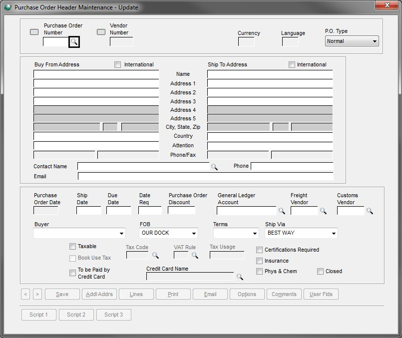 Global Shop Solutions — Ordenes de compra