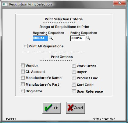 Global Shop Solutions — Requisiciones de Compra