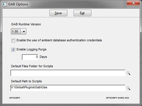 Global Shop Solutions — Opciones GAB (Avanzado)