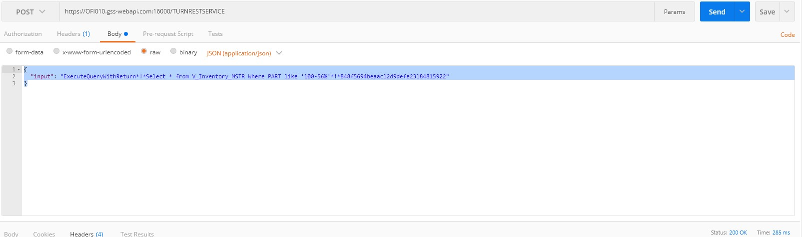 Global Shop Solutions — TURN WCF REST POSTMAN USO