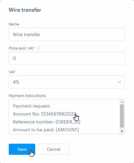 Webnode — How to Set Up a Wire Transfer as a Payment Method