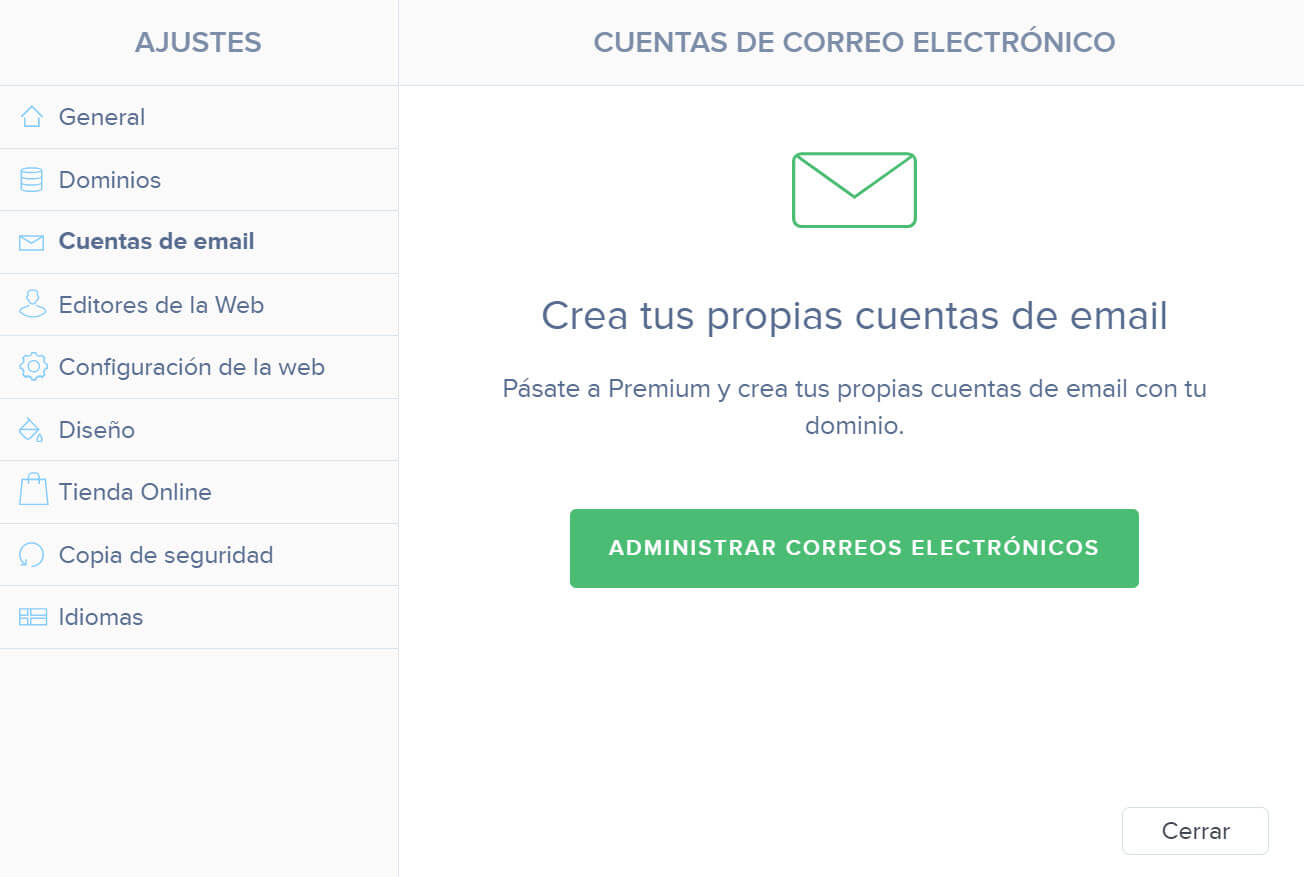 Webnode — Cómo crear cuenta email