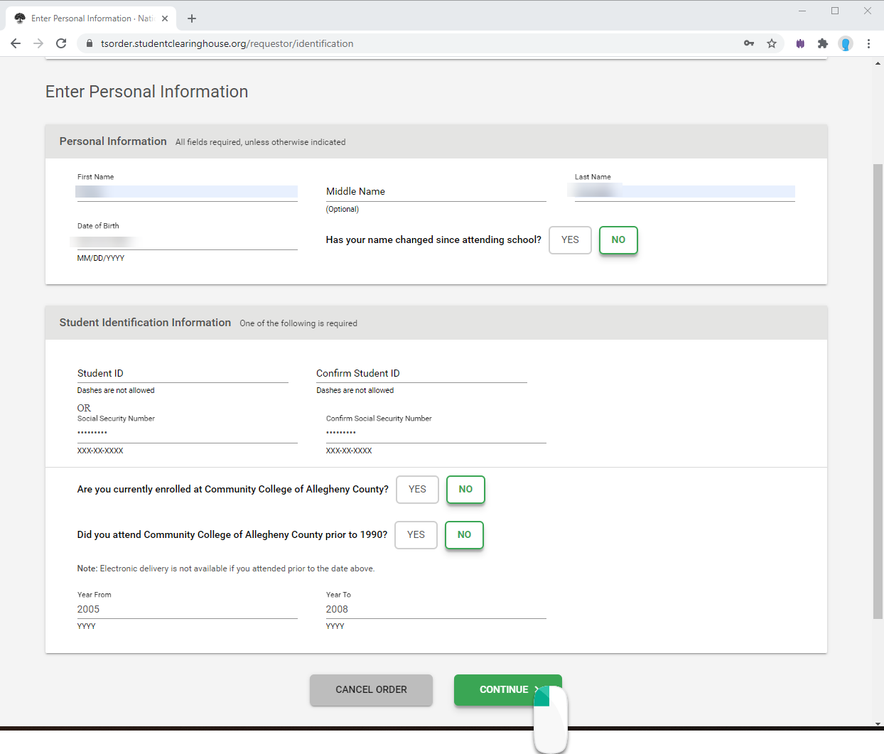 Requesting an Official Transcript through Student Clearing House - CCAC ...