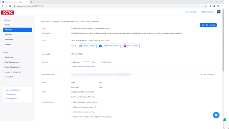 Viewing the Registrants from registration in a Zoom meeting - CCAC's ...