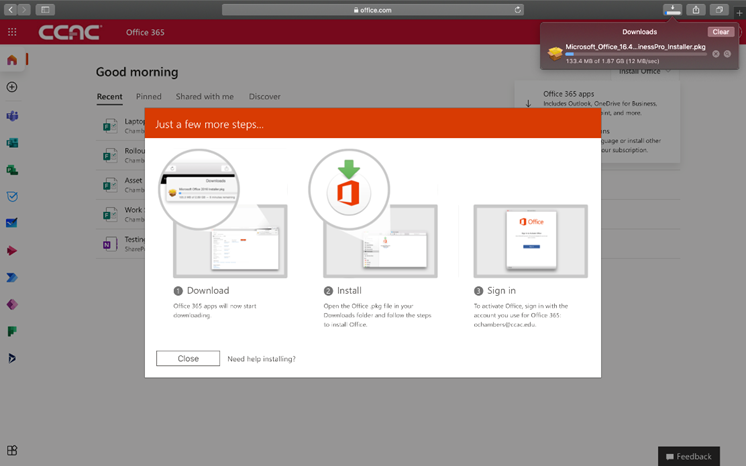 Downloading and Installing Microsoft 365 (Office) - CCAC's Help Center