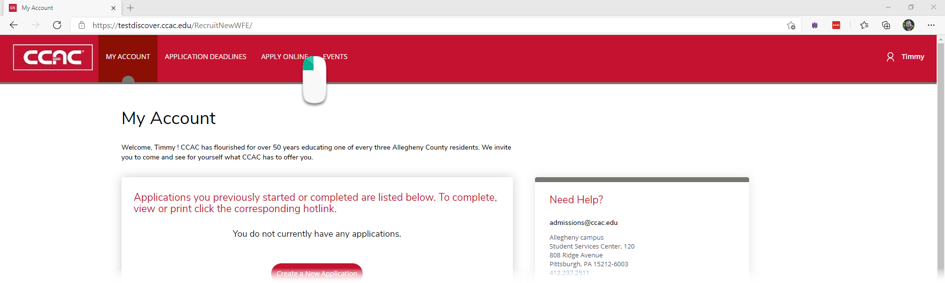 Creating an account to Apply to CCAC - Nursing Applicant - CCAC's Help ...